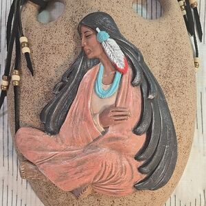 Wall Decor | Ceramic Pitcher Canteen Wall Hanging Native American Woman ...
